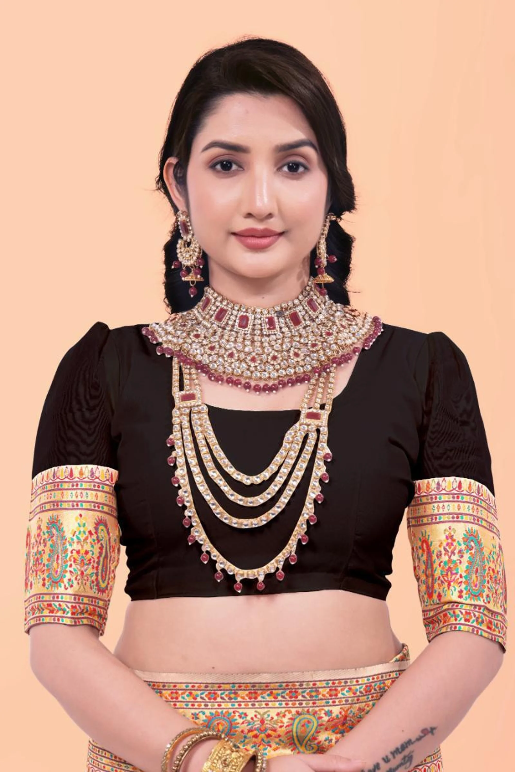 AKSH FASHION - Woven Bollywood Jacquard Saree (Multicolor) | Lotus iMall