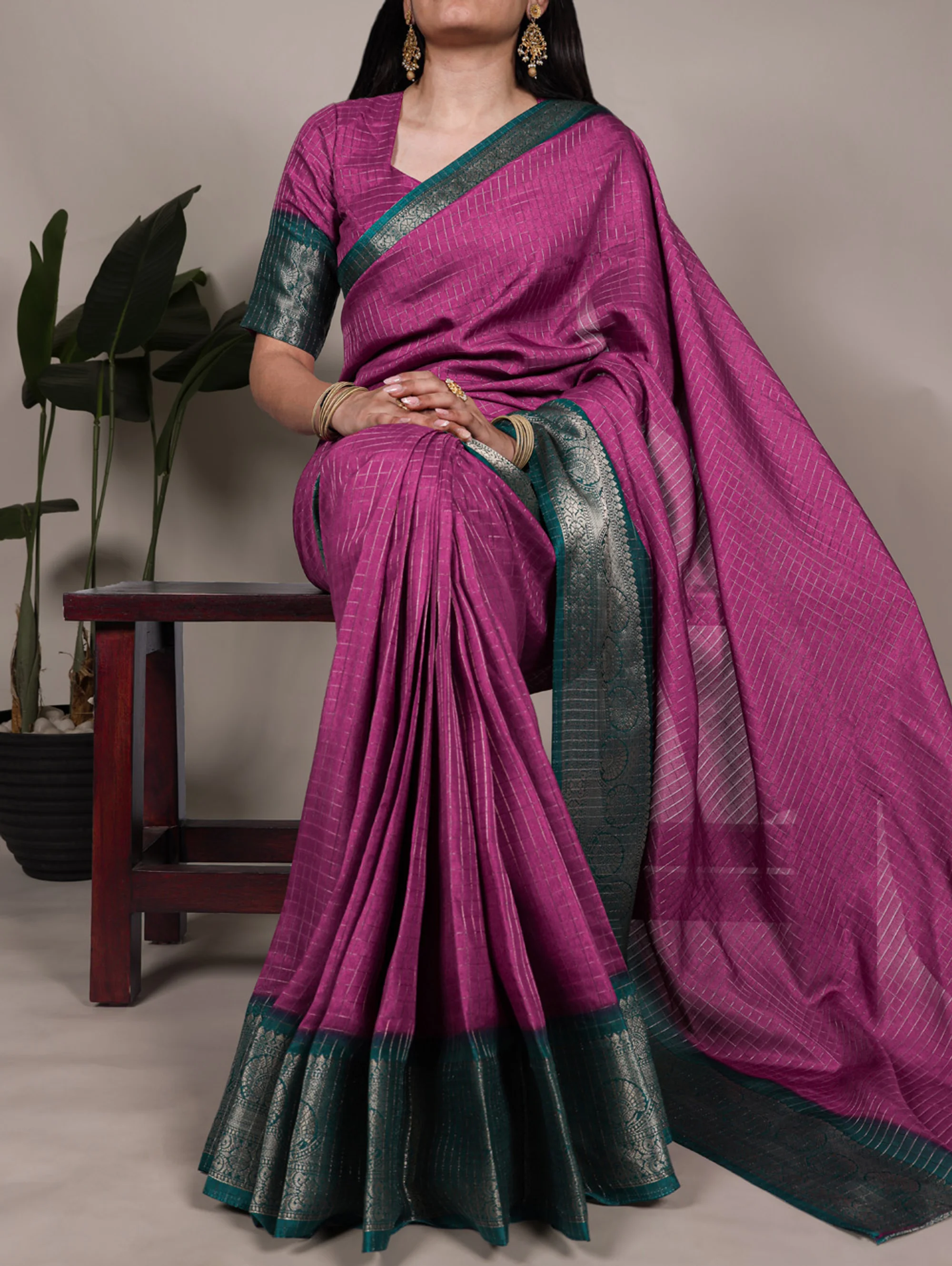 YANA FAB - Traditional beauty Saree with zari border and classic checks ...