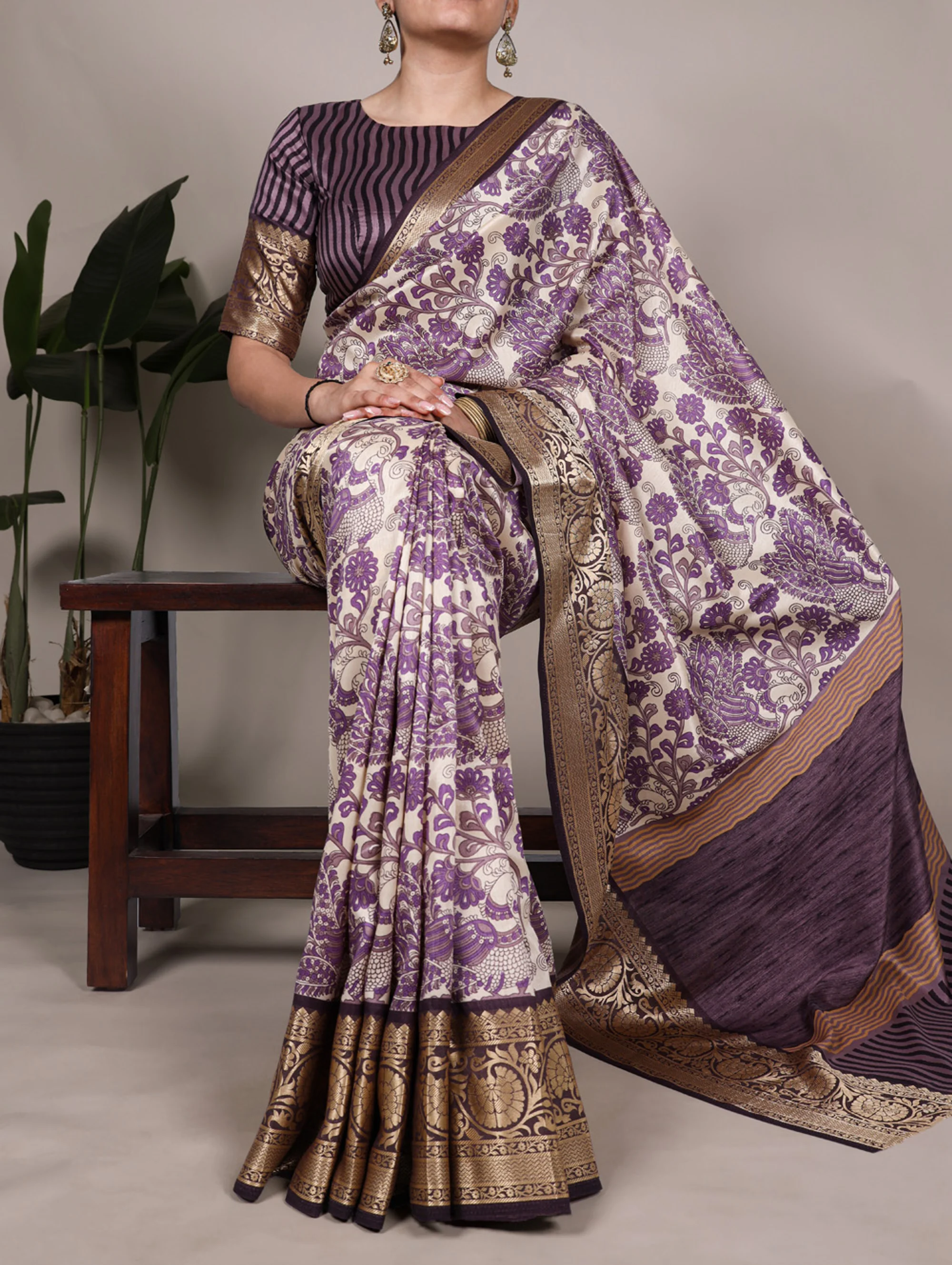 YANA FAB - Graceful Tasar Silk Saree with Printed Viscose Border ...