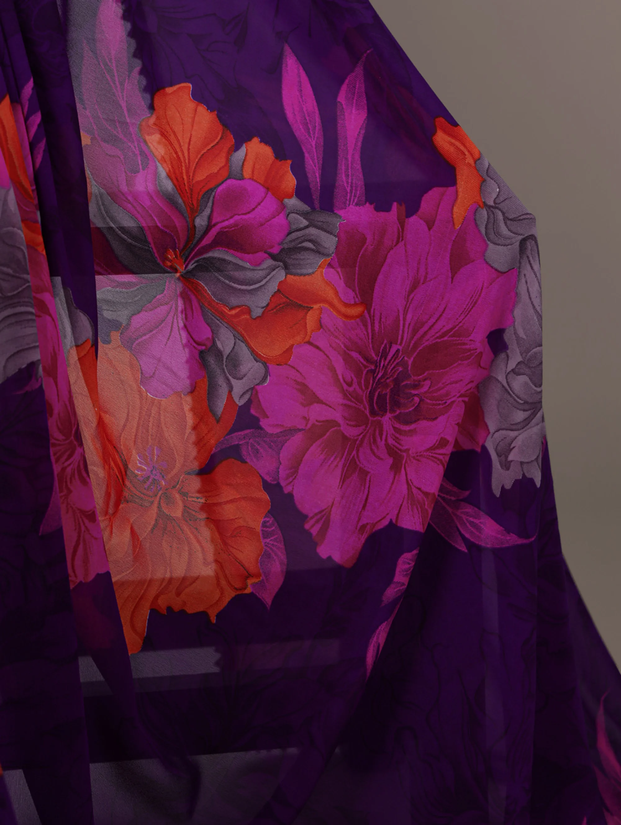 YANA FAB - Graceful Weightless Marble Floral Saree Featuring Lace ...